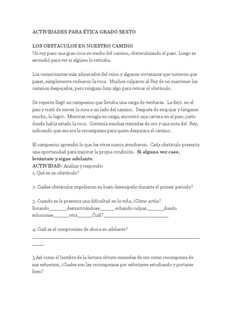 Actividades Para Ética Grado Sexto Pdf Tolerancia Liderazgo