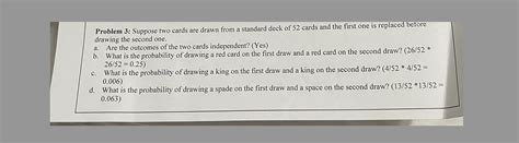 Solved Problem 3 Suppose Two Cards Are Drawn From A