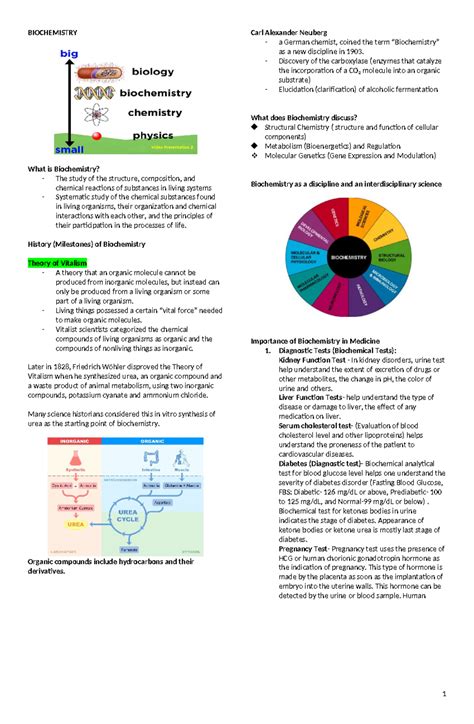 Biochemistry Notes BIOCHEMISTRY What Is Biochemistry The Study Of The Structure