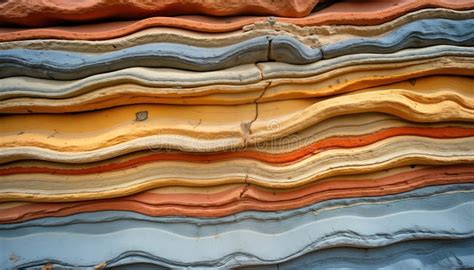 Closeup View Of Rock Layers Showing Sediment Formations Colorful