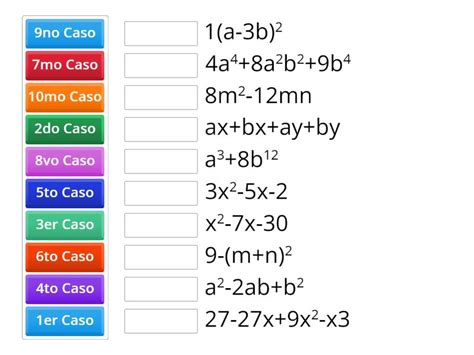 Reconocer Los Diez Casos De Factoreo Match Up