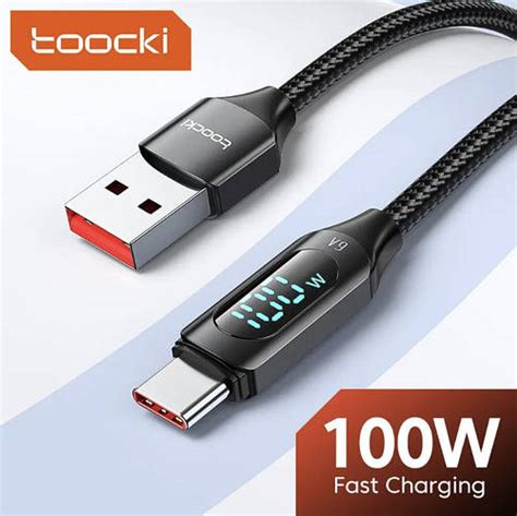 Usb кабель Toocki с разъемом Type C 100 Вт 2 метровый кабель Id