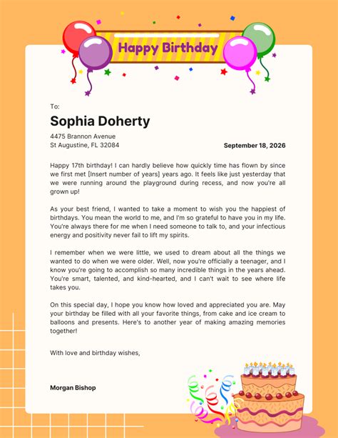 Orange Pastel Birthday Greeting Letterhead
