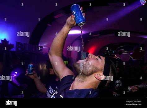 Toronto Blue Jays Celebrate In The Locker Room After Clinching A Berth