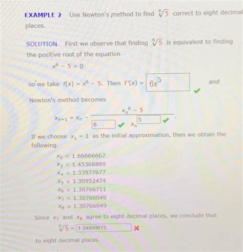 Solved EXAMPLE 2 Use Newton S Method To Find 65 Correct To Chegg