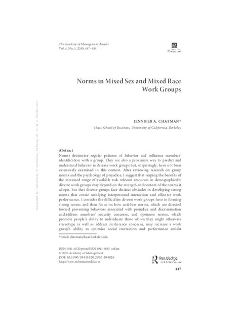 Pdf Norms In Mixed Sex And Mixed Race Work Groups