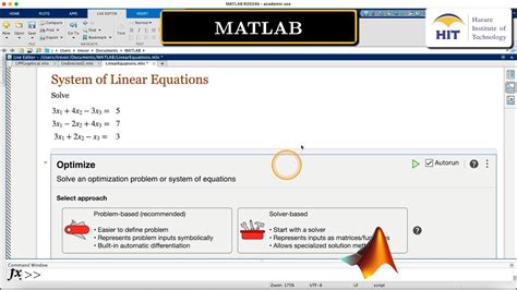 matlab optimisation toolbox linear equations youtube
