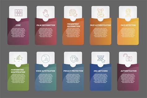 Premium Vector Infographic Authentication Template Icons In Different Colors Include Code Palm
