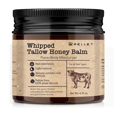 Beef Tallow And Honey Balm For Skin 4oz Grass Fed Whipped Beef Tallow
