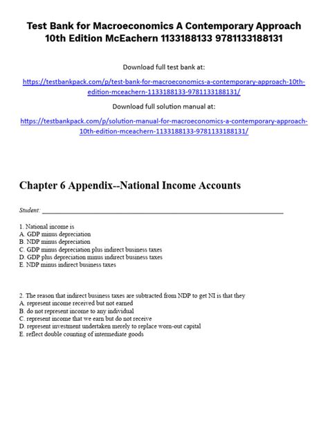 Macroeconomics A Contemporary Approach 10th Edition Mceachern Test Bank 1 Pdf Income Taxes
