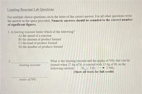 Solved Read The Lab Limiting Reactant Concepts Document Chegg
