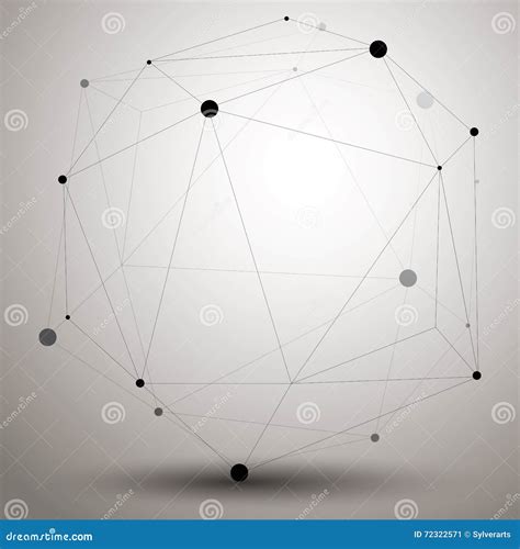 Abstract 3d Structure Polygonal Network Object Grayscale Deform Stock Illustration
