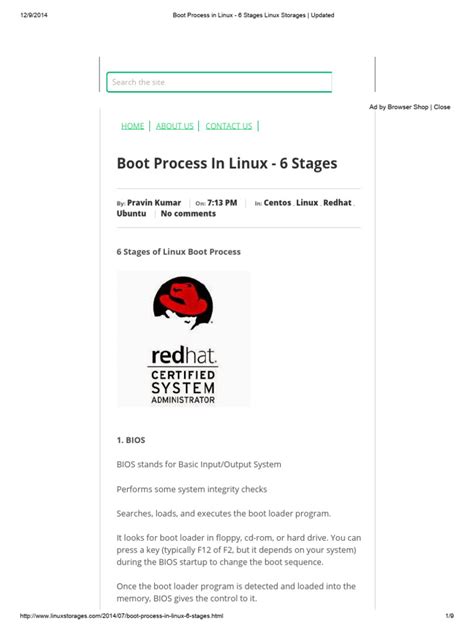Boot Process In Linux 6 Stages Linux Storages Updated Pdf Booting Computing