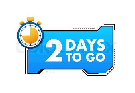 2 Days To Go Countdown Timer Clock Icon Time Icon Count Time Sale Vector Stock Illustration