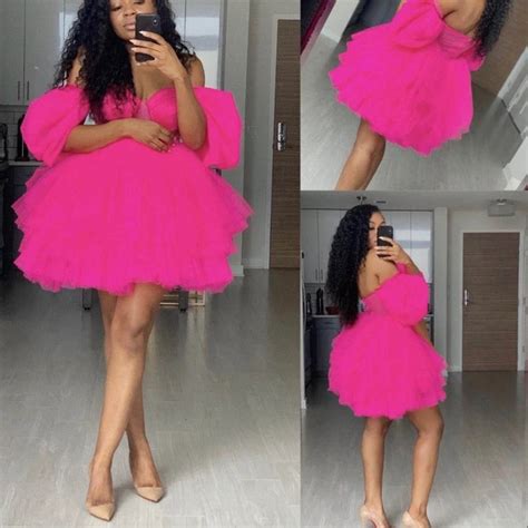Pink Puffy Short Dress Outlet