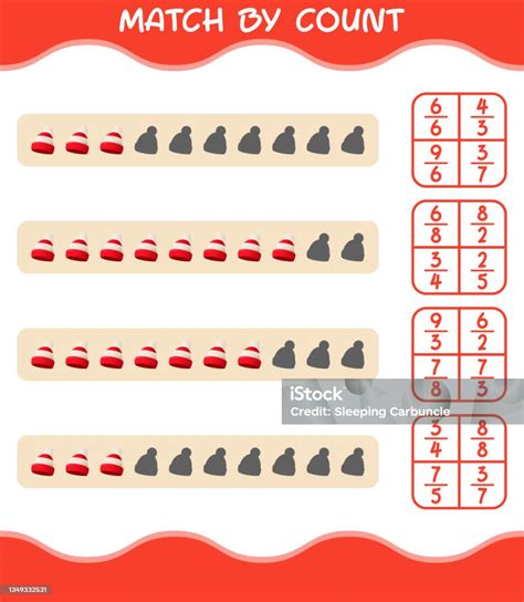 만화 비니의 수로 일치합니다 게임을 일치하고 계산합니다 사전 쇼올 년 어린이와 유아를위한 교육 게임 수학에 대한 스톡 벡터 아트