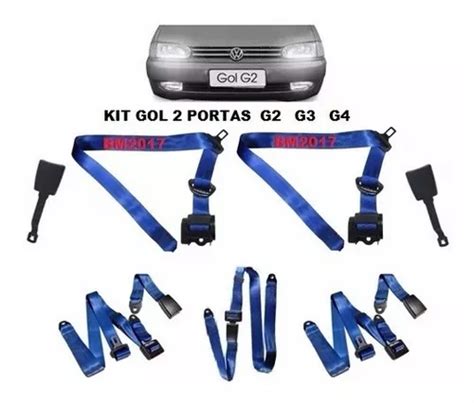 Kit Jogo Cinto Segurança Gol G2 G3 G4 Completo Azul Parcelamento