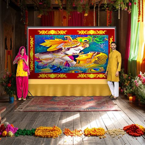 Buy Radha Krishna Backdrop Indian Traditional Cloth 5x8