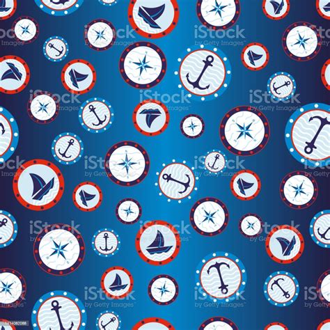 그라디언트 배경의 항해 아이콘의 기하학적 이음새가 없는 패턴 그라데이션에 대한 스톡 벡터 아트 및 기타 이미지 그라데이션 기하 도형 나침반 Istock