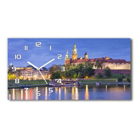 Zegar ścienny szklany cichy Kraków Polska 60x30 cm • Cena, Opinie ...