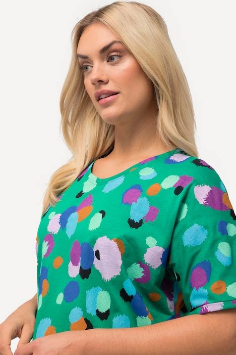 Polka Dot Short Sleeve Tee Emerald Ulla Popken