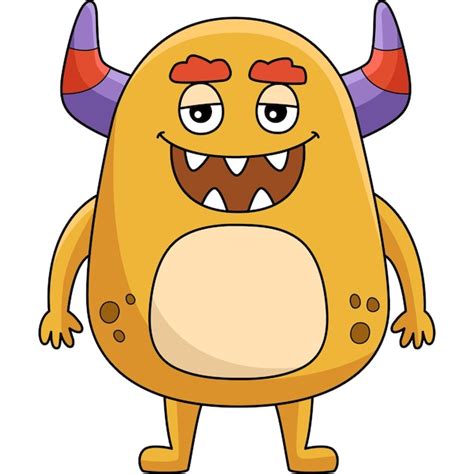 Счастливый монстр мультфильм цветной клипарт иллюстрация Премиум векторы