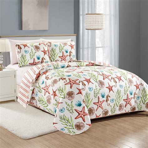 Buy Great Bay Home King Coastal Quilt Bedding Set Summer Coastal Quilt