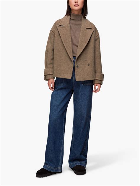 Whistles Relaxed Cropped Wool Coat Oatmeal At John Lewis And Partners