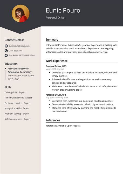 Personal Driver Resume Examples Template Tips