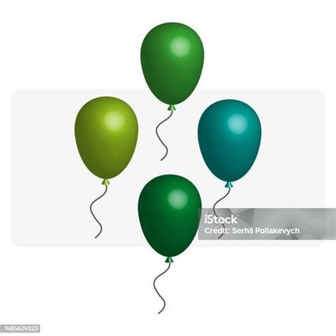 녹색 풍선 어떤 목적 든지를위한 중대한 디자인 생일 축하해요 벡터 그림입니다 3차원 형태에 대한 스톡 벡터 아트 및 기타 이미지