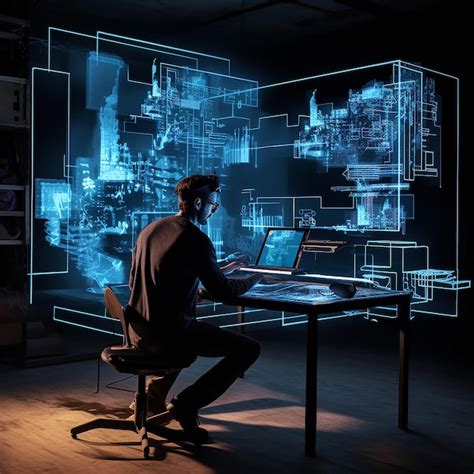 Premium Photo 3d Rendered Image Of Person Working On Floating Screen