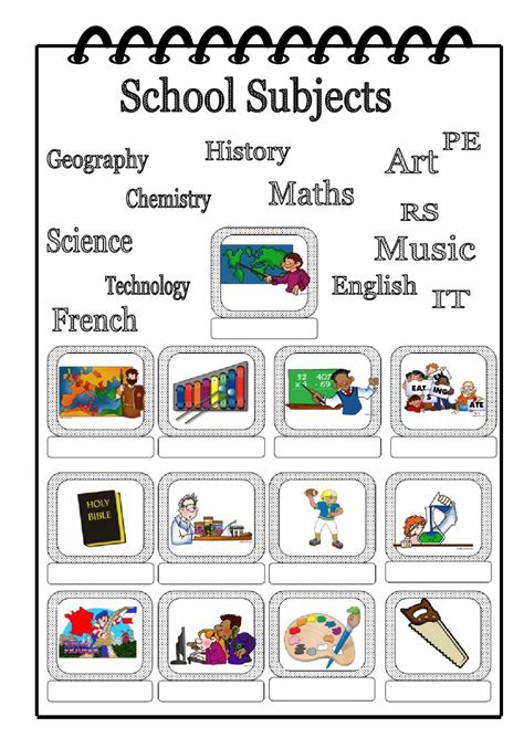 ผลการคนหารปภาพสำหรบ school subjects worksheets School subjects