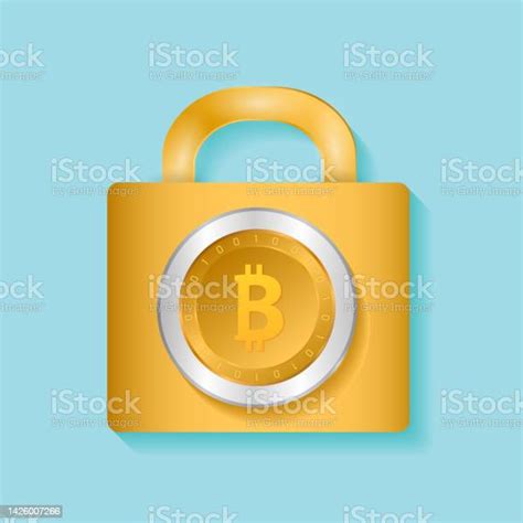 잠겨 Bitcoin 동전 Bitcoin 보안 벡터 디자인 개념입니다 Cryptocurrency 벡터 일러스트입니다 Bitcoin
