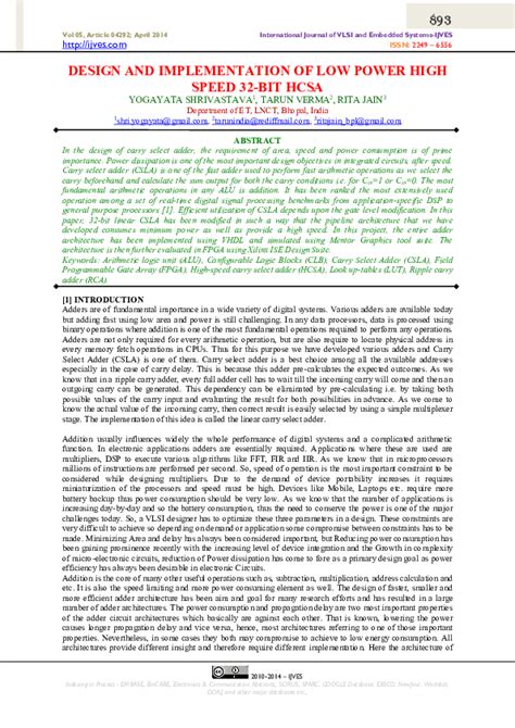 pdf design and implementation of low power high speed 32 bit hcsa