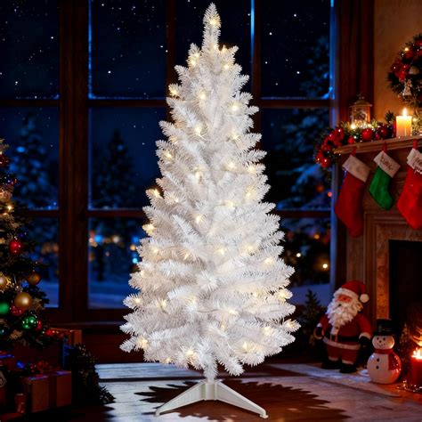 Liguanow 4ft Artificial Full White Christmas Tree With
