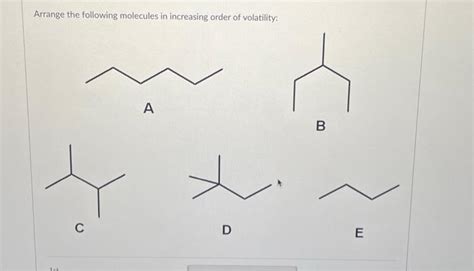 Solved Arrange The Following Molecules In Increasing Order Chegg