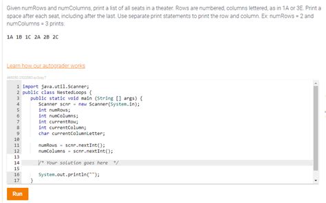 solved given numrows and numcolumns print a list of all