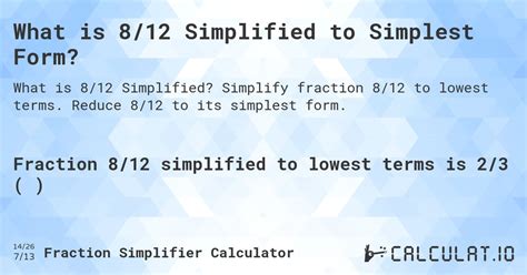 What Is 8 12 Simplified To Simplest Form Calculatio