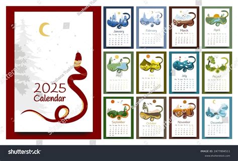 2025년 달력입니다 매달 커버와 디자인 데스크탑 스톡 벡터 로열티 프리 2477894511 Shutterstock