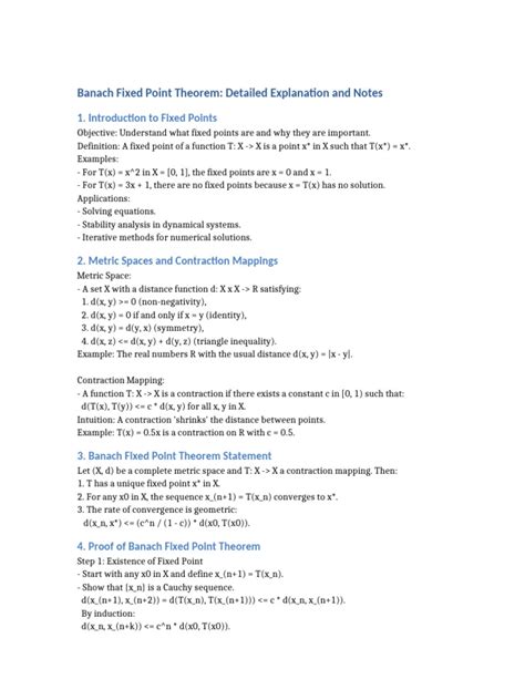 Banach Fixed Point Theorem Pdf Topology Banach Space