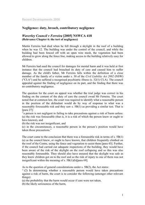 Waverley Council V Ferreira Nswca Docsbay