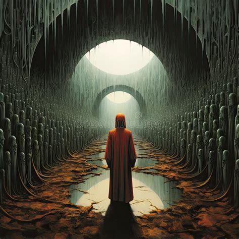 Dark Digital Odyssey Is Unveiled In This Captivating Image Of An Abyss Of Infinite Dreams Stock