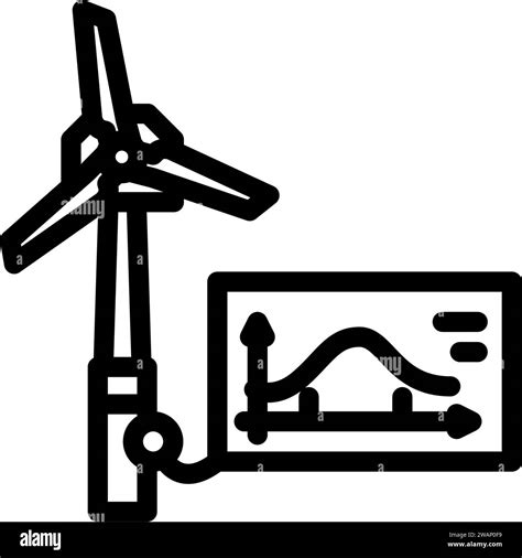 Energy Efficiency Wind Turbine Line Icon Vector Illustration Stock