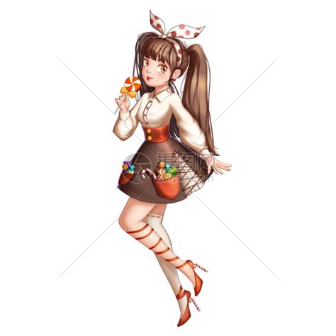 具有动因和卡通风格的糖果女孩视频游戏的数字cg艺术概念说明现实化漫画插画图片下载 正版图片502897033 摄图网