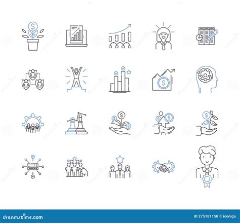 Work Effectiveness Line Icons Collection Comfort Style Elegance