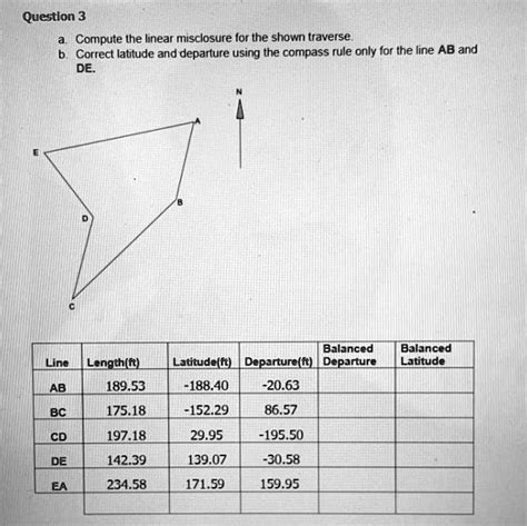 Question 3 Compute The Linear Misclosure For The Shown Traverse Correct