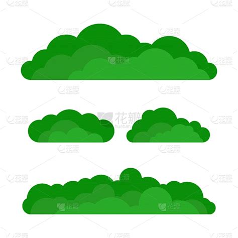 灌木绿色卡通分离着色白色自然摆拍景观设计图像布置素材 花瓣网