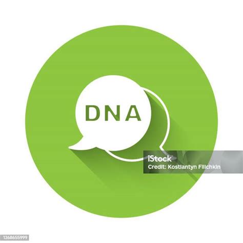 긴 그림자로 격리된 흰색 Dna 기호 아이콘입니다 녹색 원 버튼입니다 벡터 Dna에 대한 스톡 벡터 아트 및 기타 이미지