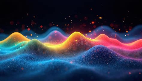 Abstract Colorful Wave Pattern With Textured Peaks In A Dark Background Resembling A Rainbow