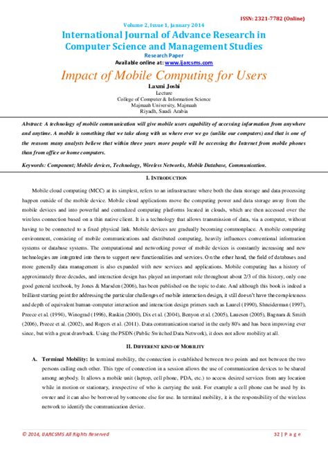 Pdf Impact Of Mobile Computing For Users